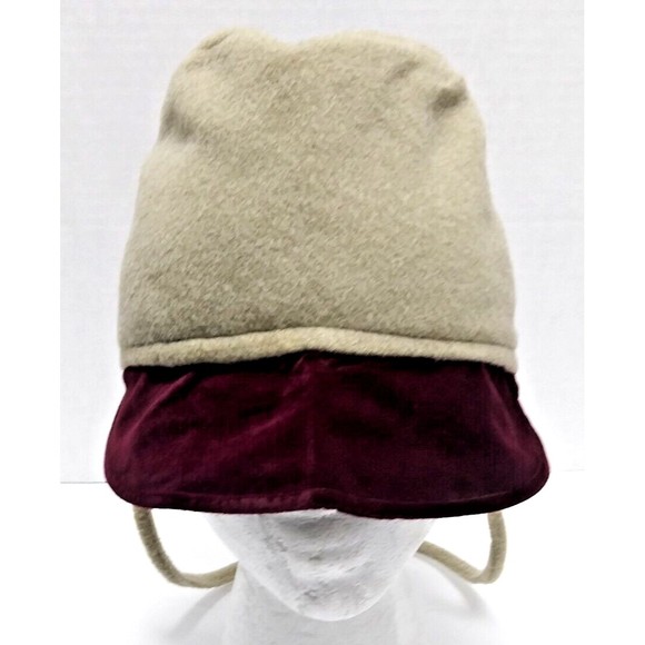 Pioneer Style | Accessories | Girls Tan Bonnet Burgundy Bill Quilted ...
